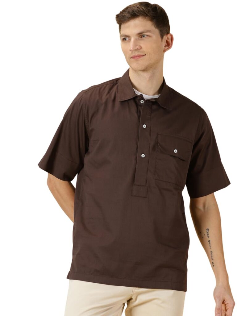 Thomas Scott 100% Cotton Spread Collar Half Sleeve Casual Tshirt for ...